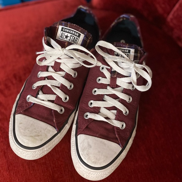 Converse | Shoes | W Burgundy Converse With Flannel Flap Double Tongue ...